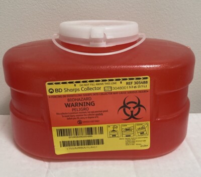 BD Multi-Use One-Piece Sharps Container, 3.3 Quart Red, Single ...