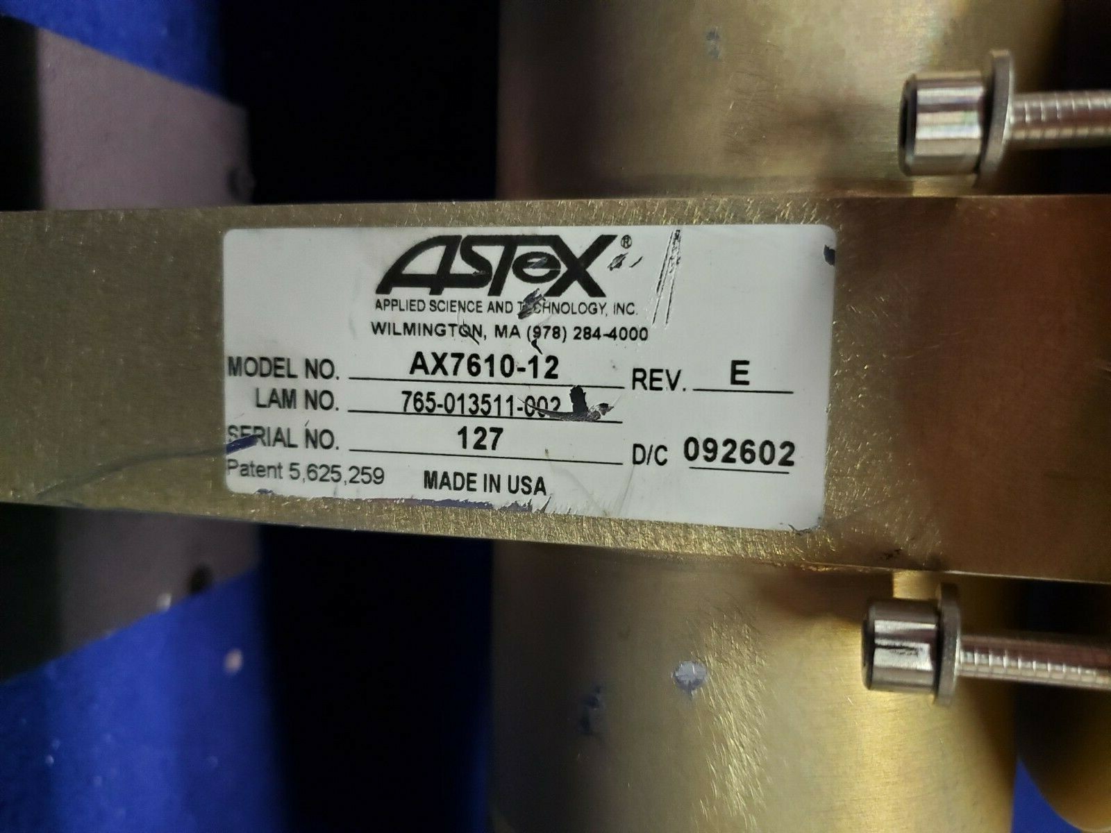 ASTeX DOWNSTREAM PLASMA SOURCE AX7610-12 Rev E LAM 765-013511-002 | eBay