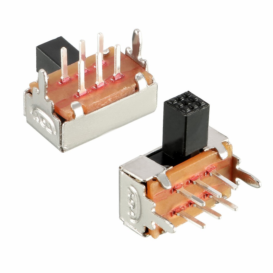 10Pcs 6mm Horizontal Slide Switch DPDT 2P2T 6 Terminals PCB Panel ...