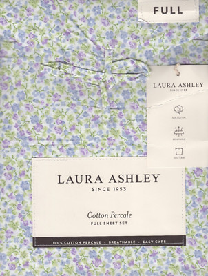 Laura Ashley Full Sheet Set Emogene Floral Heather 4pc Lilac Periwinkle ...