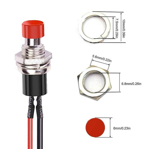 6Pcs Mini Push Button Pre-Wired Momentary N/O OFF-ON Switch Plug 12V ...