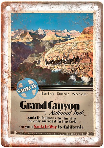 1938 Vintage Santa Fe Railroad Grand Canyon Railroad Retro Look Metal ...