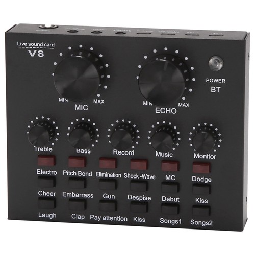 V8 Sound Card Audio Set Interface External Usb Live Microphone Sound ...