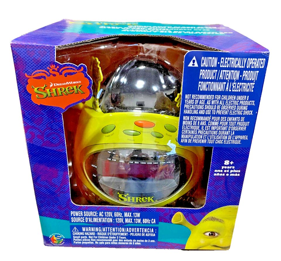 NEW DreamWorks Shrek Alarm Clock AM FM Radio with Projection Globe Led ...