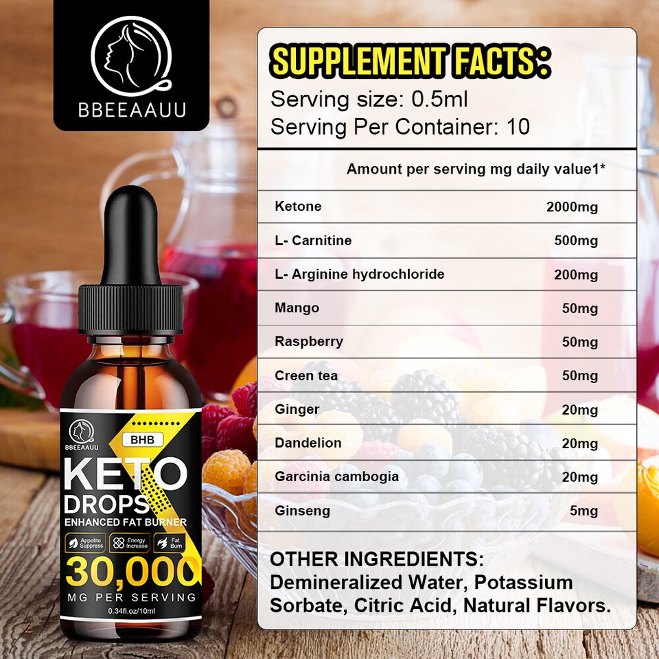 2x Keto Drops Diet 30,000MG Ketosis Weight Loss Supplement Fat Burn ...