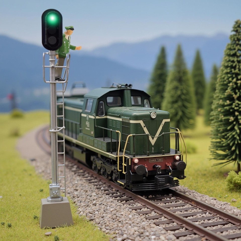 HO Scale 1:87 Vertical 3-Light Brass Traffic Signal Green Yellow Red ...