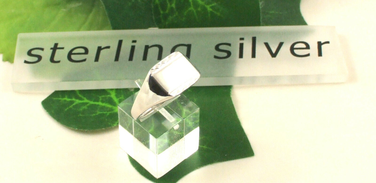 Men's Solid 925 Sterling Silver Diamond Cut Rectangular Shape Signet ...