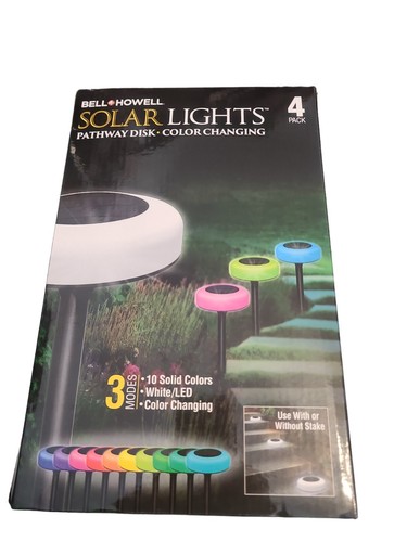 Bell + Howell Solar 3-Modes LED Path Color Changing Pathway Disk 4 pack ...