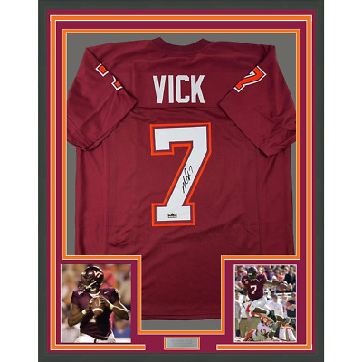 Framed Facsimile Autographed Michael Mike Vick 35x39 VT Maroon Reprint ...