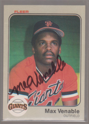 Autographed 1983 Fleer Max Venable - Giants | eBay