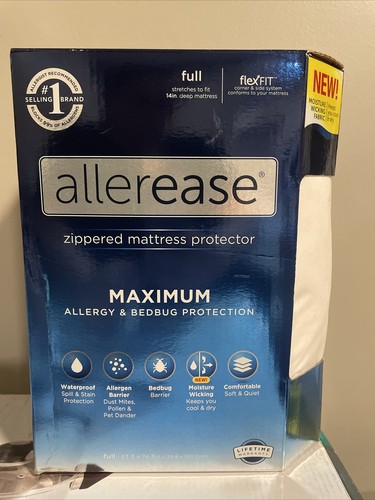 AllerEase FlexFit Maximum Mattress Zip Allergy Protector Full 53.5 X 74.5 White | eBay