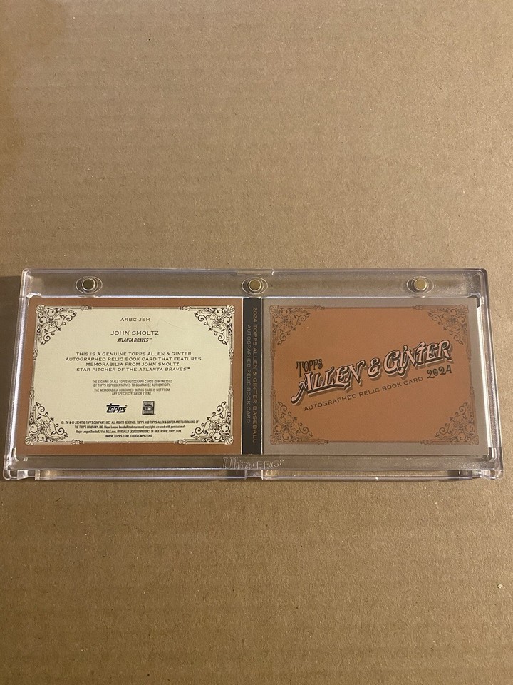 2024 Topps Allen & Ginter Baseball John Smoltz Auto Relic Booklet 6/10 ...