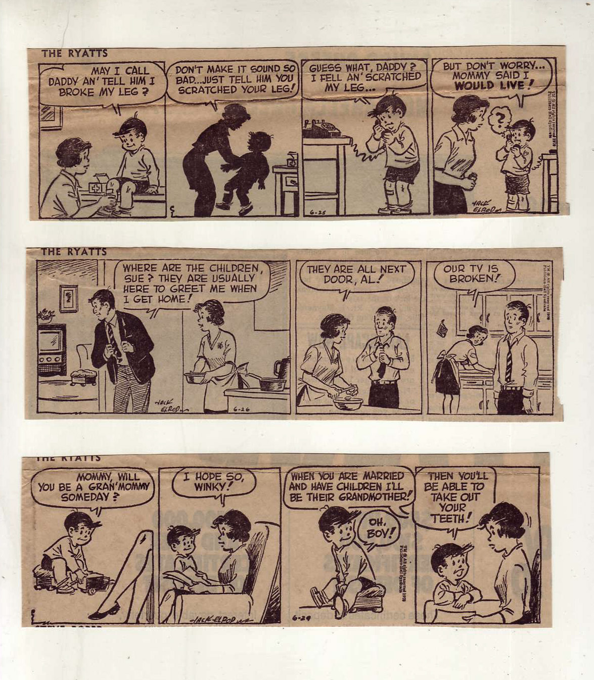 Winky Ryatt by Jack Elrod - 19 daily comic strips from June 1970 | eBay