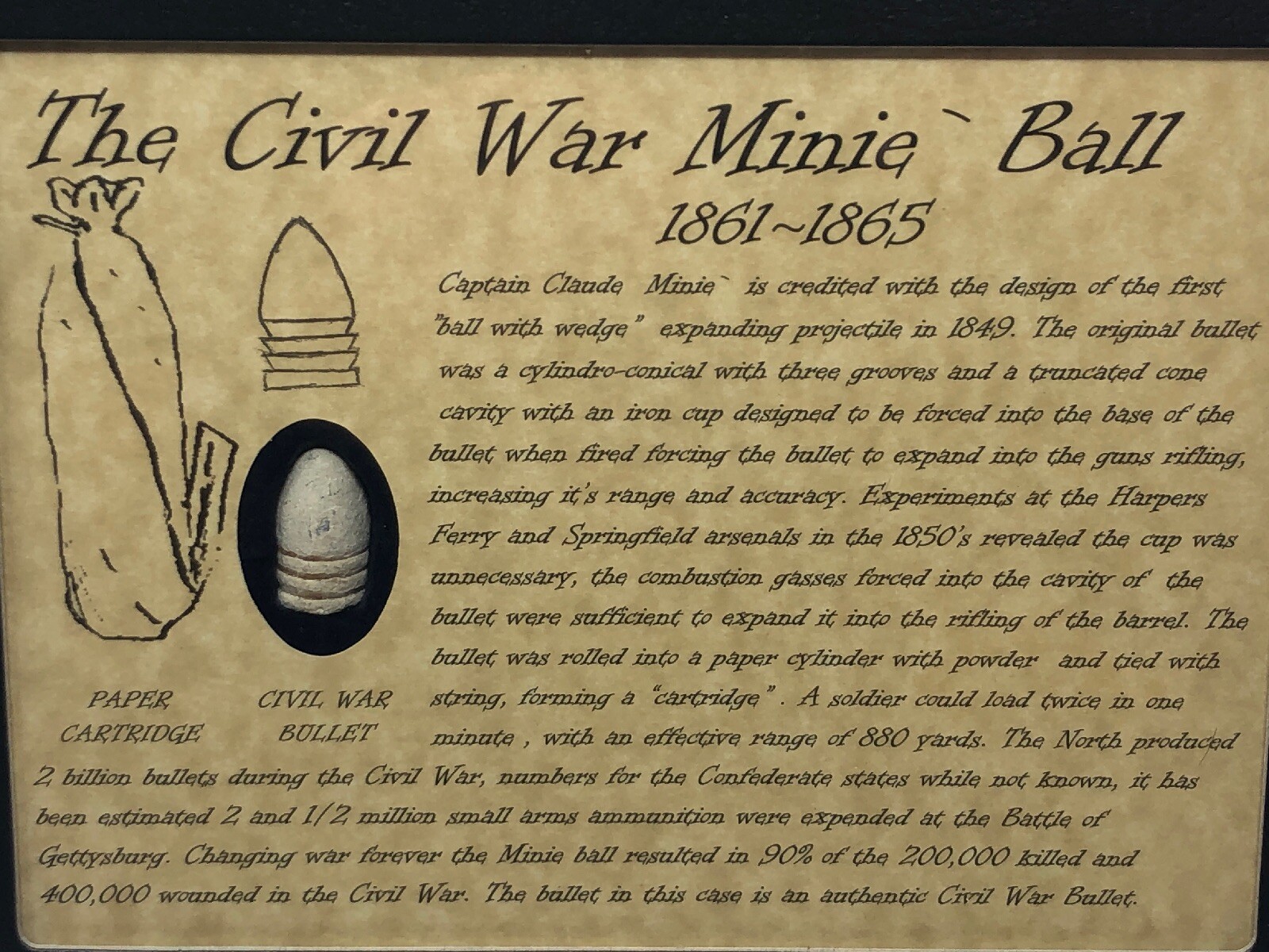 The Civil War Minie Ball Bullet Relic Case with Authentic Bullet, Case ...