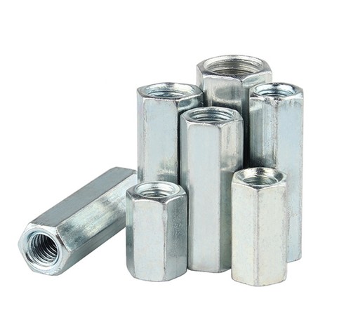 M6-M20 Hex Nuts Hexagon Connection Nut Coupling Rod Bar Stud Steel Zinc ...