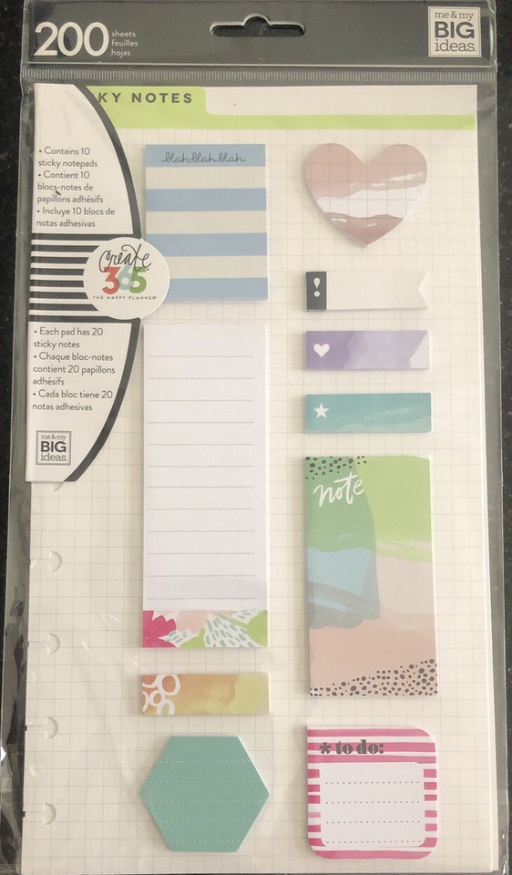 Happy Planner Sticky Notes 200/Pkg-Remember - Classic, 10 Designs/20 ...