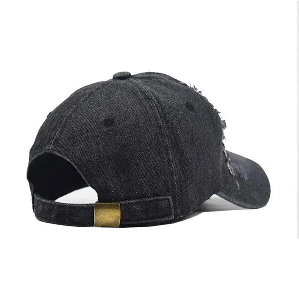 Distressed Denim Baseball Cap Ripped Hat For Women, Men Solid, Blue ...