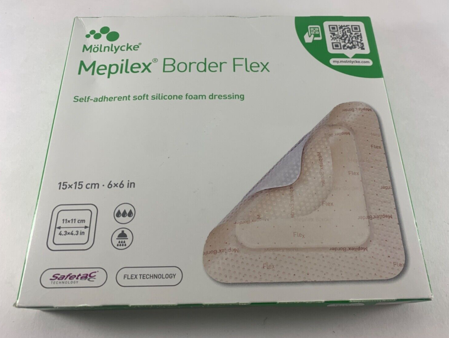 Box of 5 - Mepilex Border Flex Silicone Foam Dressing 6" x 6" Molnlycke ...