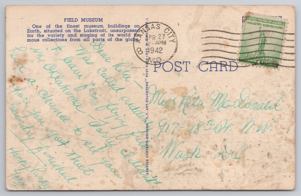 Field Museum Of natural History Chicago Postcard | eBay