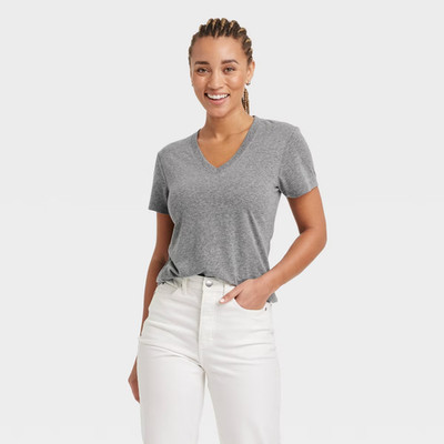 Universal Threads Size Large Heather Gray V-Neck Short Sleeve T-Shirt ...
