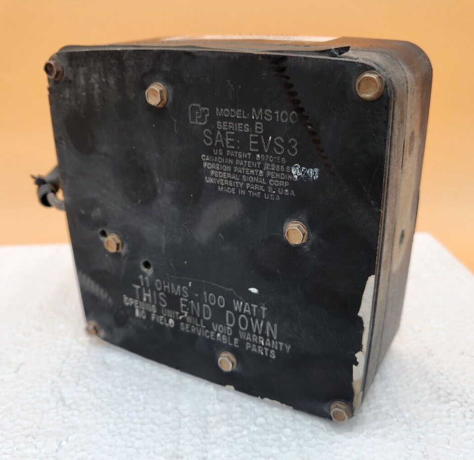 Federal Signal DYNAMAX MODEL MS100 100W 11 Ohm Series B SIREN Speaker ...