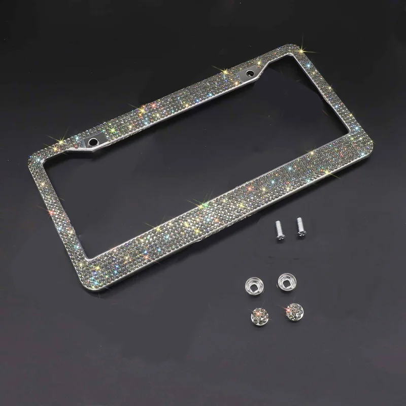 2PCS Bling License Plate Frame Glitter Crystal Sparkling Rhinestone ...