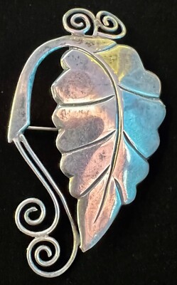925 Sterling Silver - Silver Leaf Pin 3" 11.7g | eBay