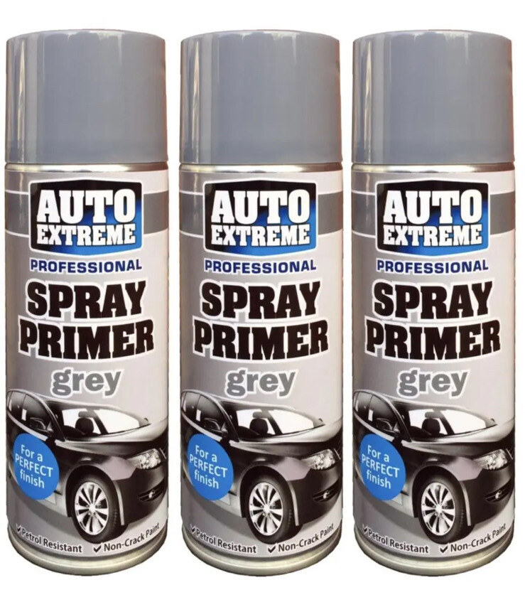 3x AX GREY PRIMER Spray Paint Aerosol Can Auto Extreme Car Van Bike ...