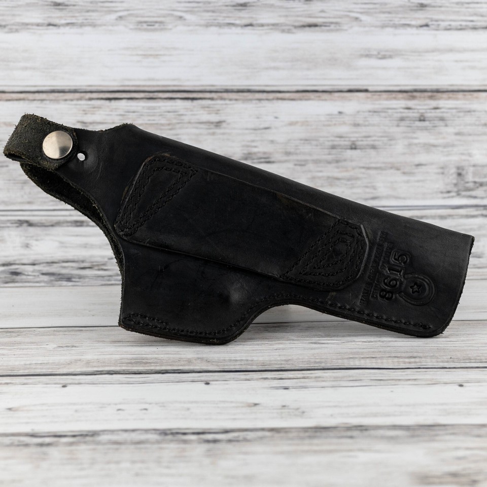 Left Handed Leather Colt Government Model Belt Holster Black w/ Thumb ...