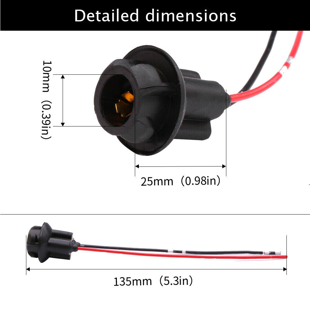 Set 2 Pigtail Wiring Female Socket 194 Harness License Plate Tag Light ...