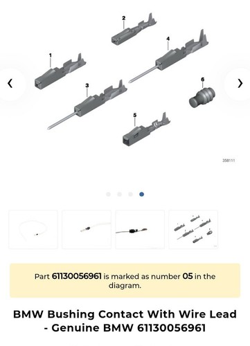 1x BMW Bushing Contact With Wire Lead - Genuine BMW 61130056961 | eBay UK