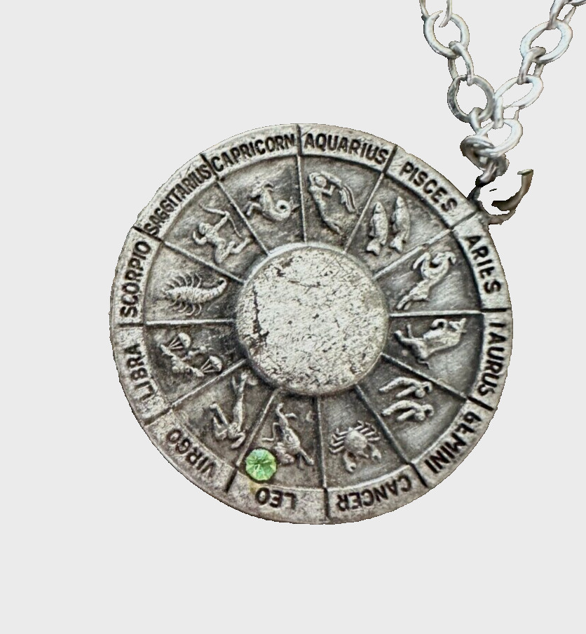 1970s Vintage Zodiac Signs Pendant Necklace Silver To… - Gem