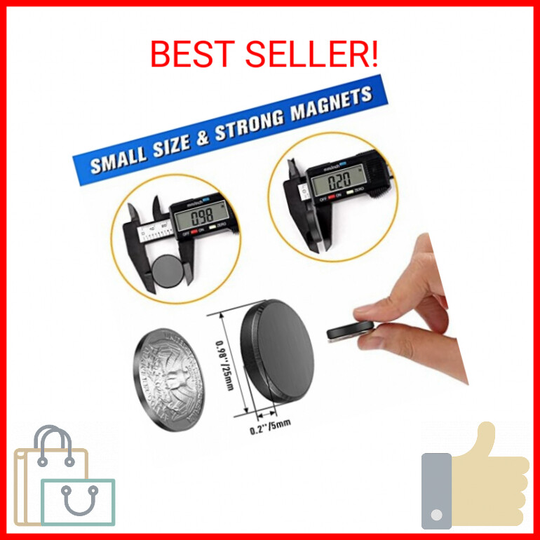 20 Pack 1 Inch (25mm) Magnets for Crafts with Adhesive Backing Ceramic ...