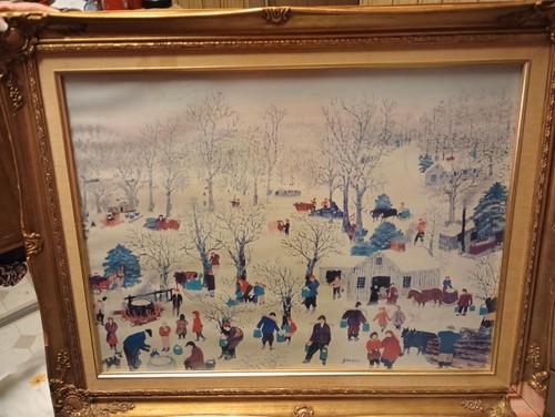 1958 Sugaring Off Grandma Moses Vintage Print Painting | eBay