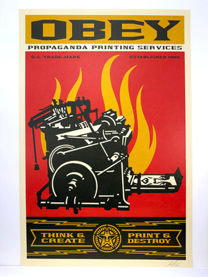 Shepard Fairey PRINT AND DESTROY Propaganda Printing signed Obey Offset ...