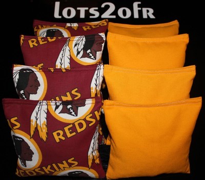 ALL WEATHER CORNHOLE BEANBAGS made w WASHINGTON REDSKINS Fabric 8 Bags ...