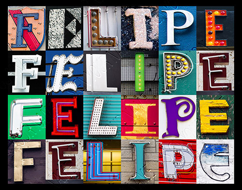 FELIPE Name Poster featuring photos of actual sign letters | eBay