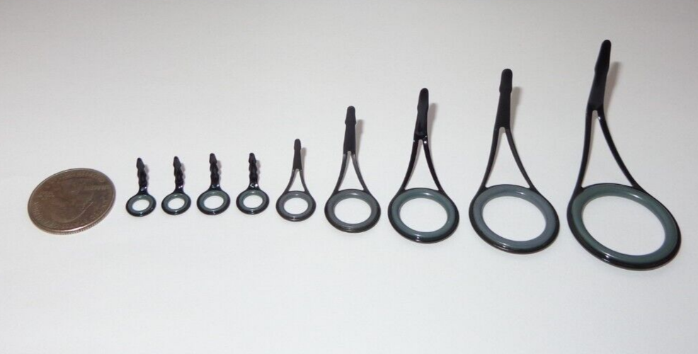 New Set of 9 Fuji BLVLG & BLG Hardloy Black Fishing Rod Spinning Guides ...
