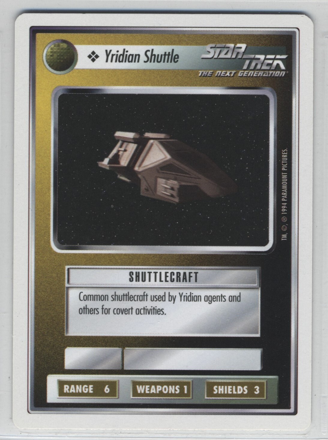 Star Trek TCG CCG Yridian Shuttle Premiere Edition White Boarder Free ...