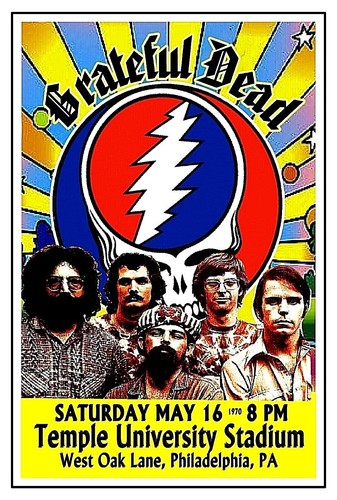 THE GRATEFUL DEAD 1970 Concert Poster TEMPLE UNIVERSITY PHILADELPHIA PA ...
