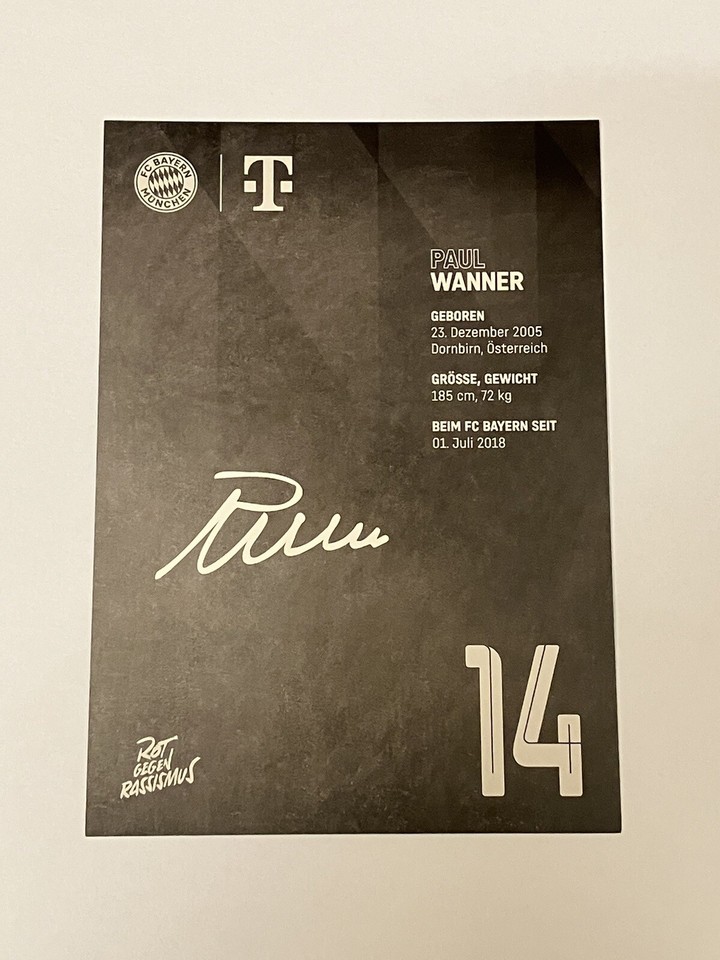 Paul Wanner - Original 2022-23 Signed FC Bayern Munich Autograph Rookie ...