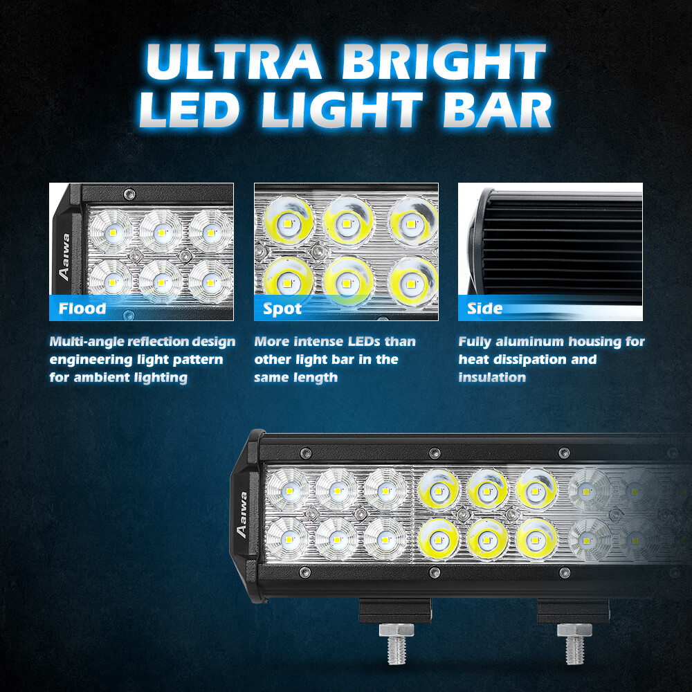 9'' inch LED Light Bar Spot Flood Combo Work OffRoad Driving Lamp vs 8 ...