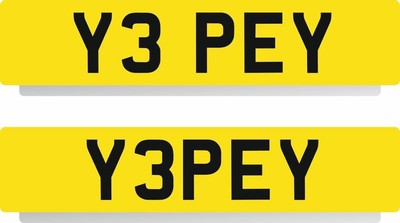 Y3 PEY Cherished Number Plate 5 Digit On Retention Free P&P First Class ...