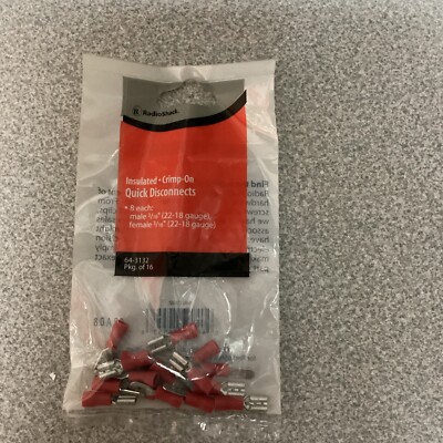 Insulated-Crimp Quick Disconnects 22-18 ga wire 1.87" male female 64 ...