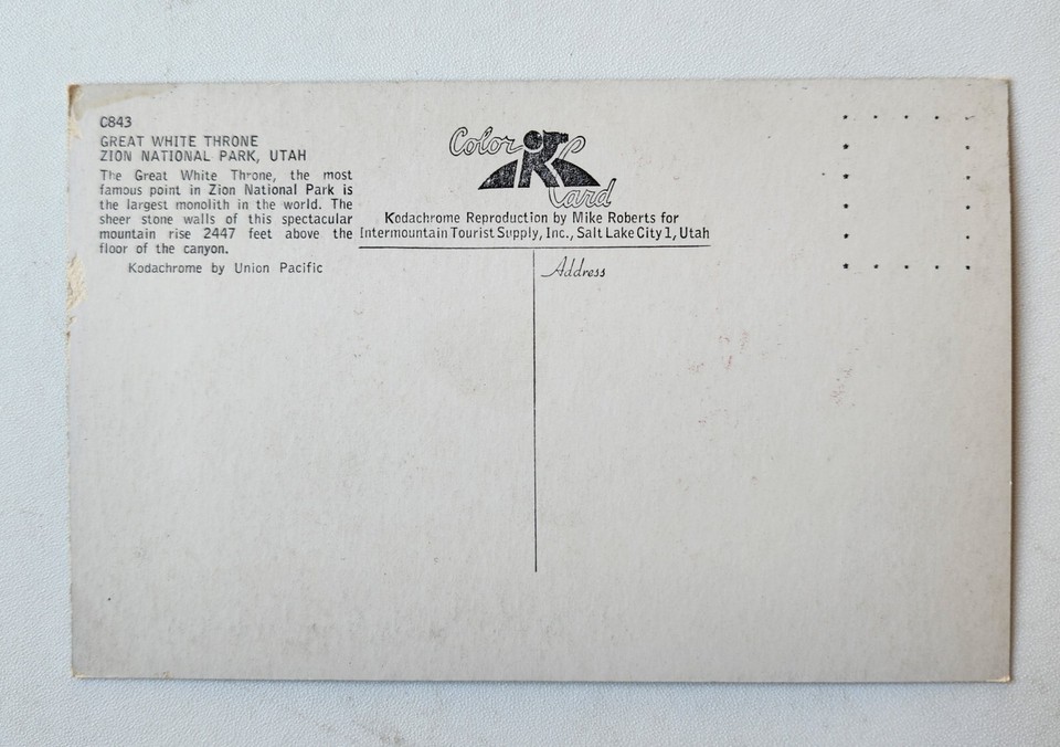 Great White Throne Monolith Stone Wall Mountain Zion National Park UT ...