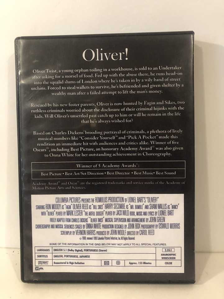 Oliver! Ron Moody Ex-Library DVD, MULTIPLES SHIP/FREE! | eBay