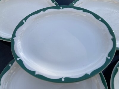 Set of 6 McNichol China Restaurant Ware Green Crest Wave Plates ...
