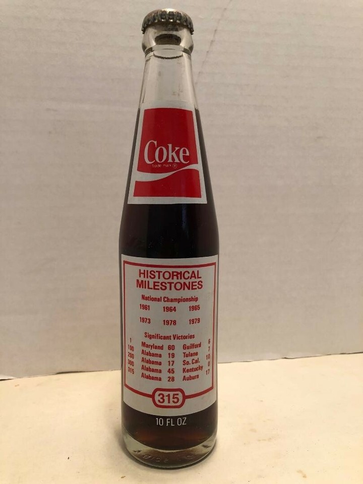 Bear Bryant 315th win Coke Bottle | eBay