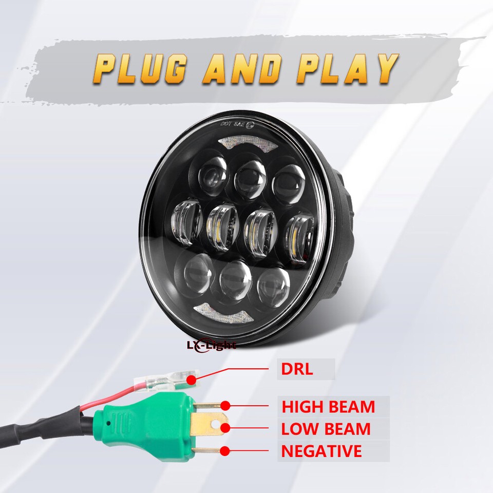 5.75" 5-3/4" H5001 H5006 Projector LED Headlights Clear Hi/Lo Sealed ...