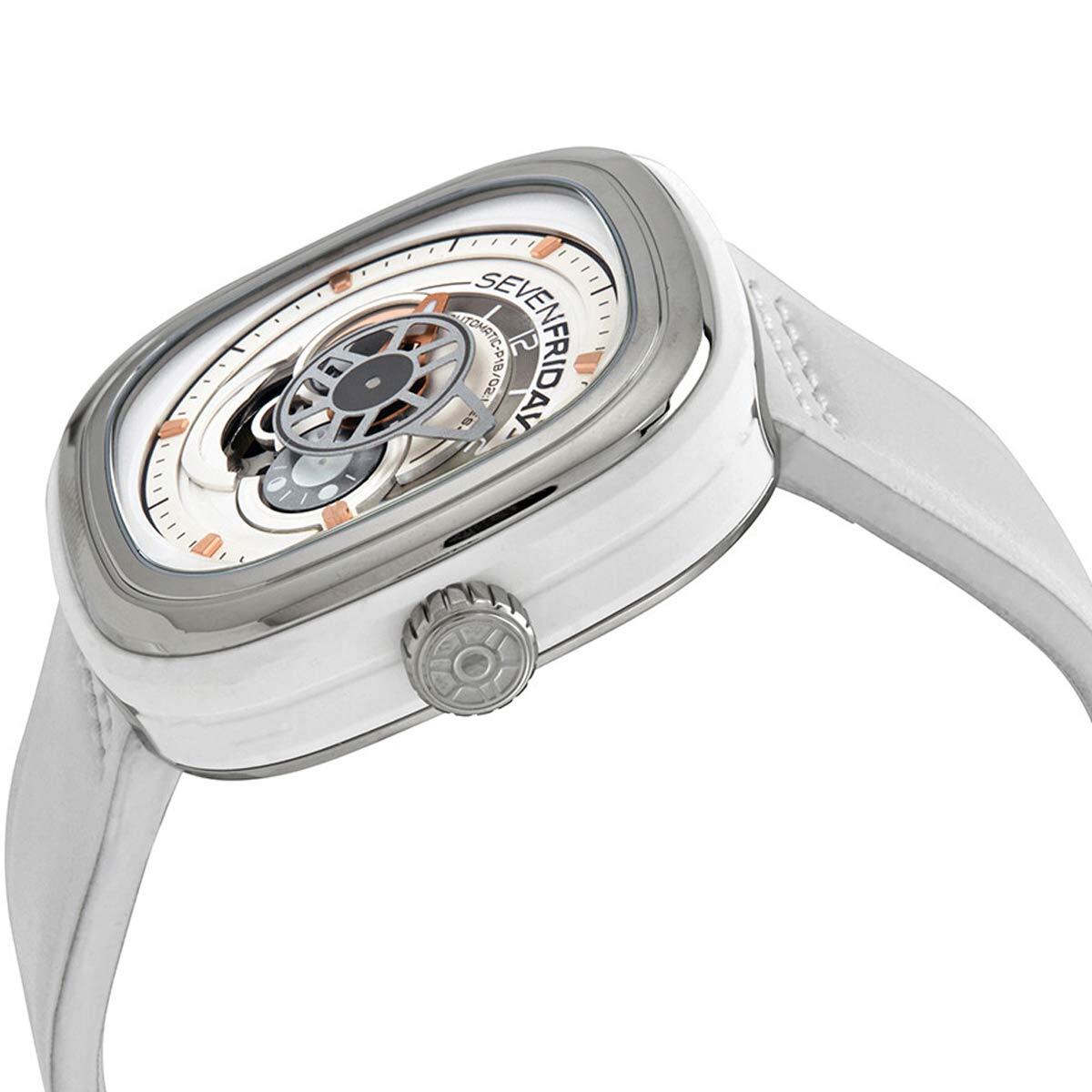 SevenFriday Men's Watch Bright Automatic White and Silver Dial Strap ...